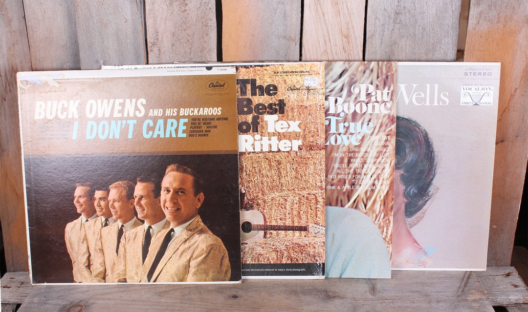 Vintage 1960s Country Western Records Lot: Wells, Owens, Ritter, Boone ...