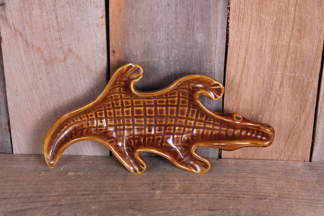 Vintage Brown Ceramic Alligator Crocodile Dish Tray Jewelry Incense - Etsy