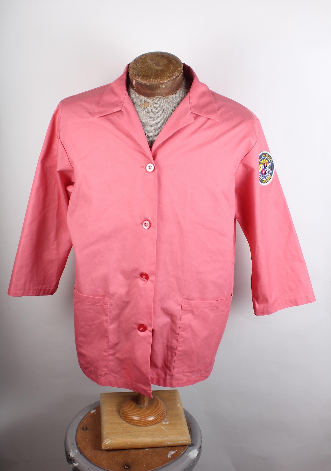 Vintage Pink Angelica Brand Hospital Auxiliary Member Smock Coat ...