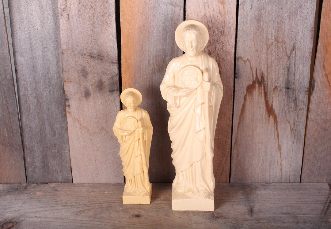 Pair Plastic Religious Jesus Saint Statues Decor Kitsch Retro Decor - Etsy