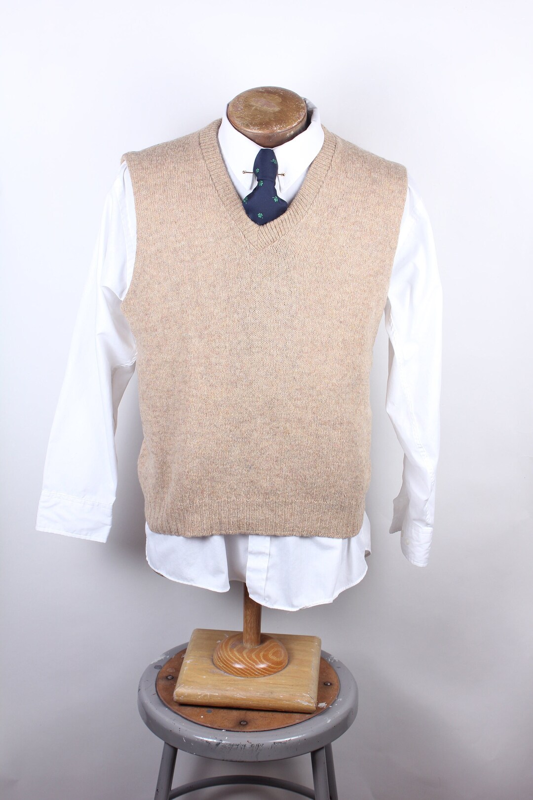 Vintage Mid Century Puritan Brand Men's Wool Tan Sweater Vest Size XL ...