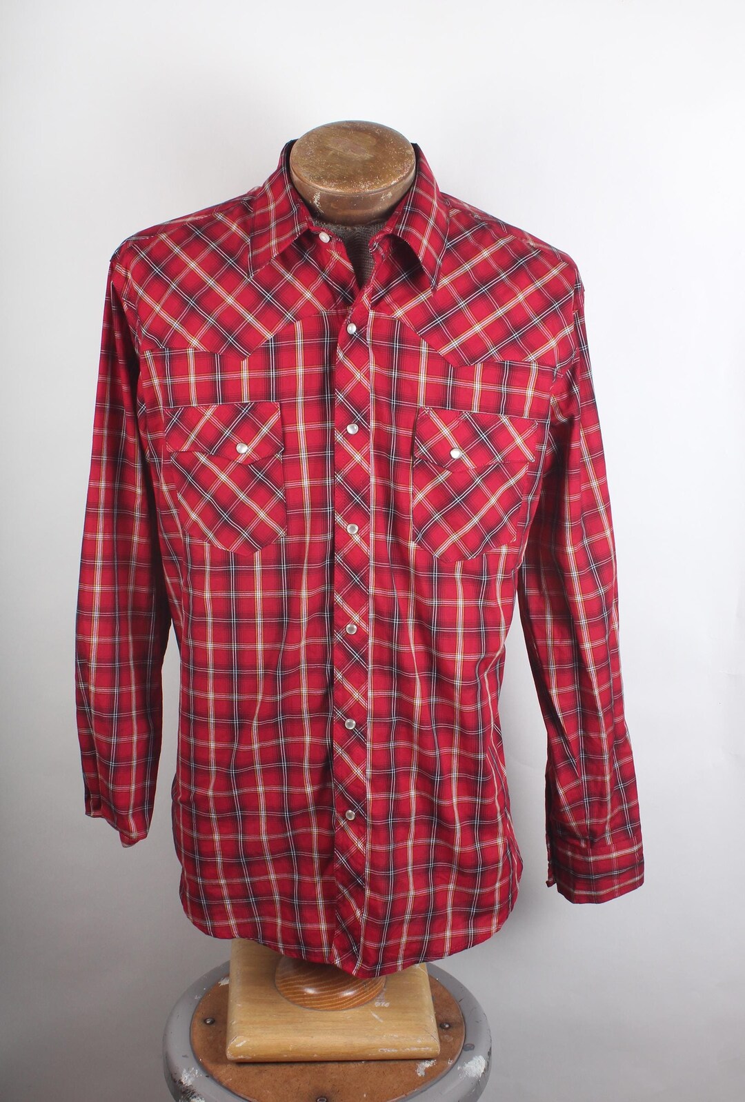 1980s Era Wrangler Mens Plaid Cowboy Shirt Pearl Snaps Size XL - Etsy