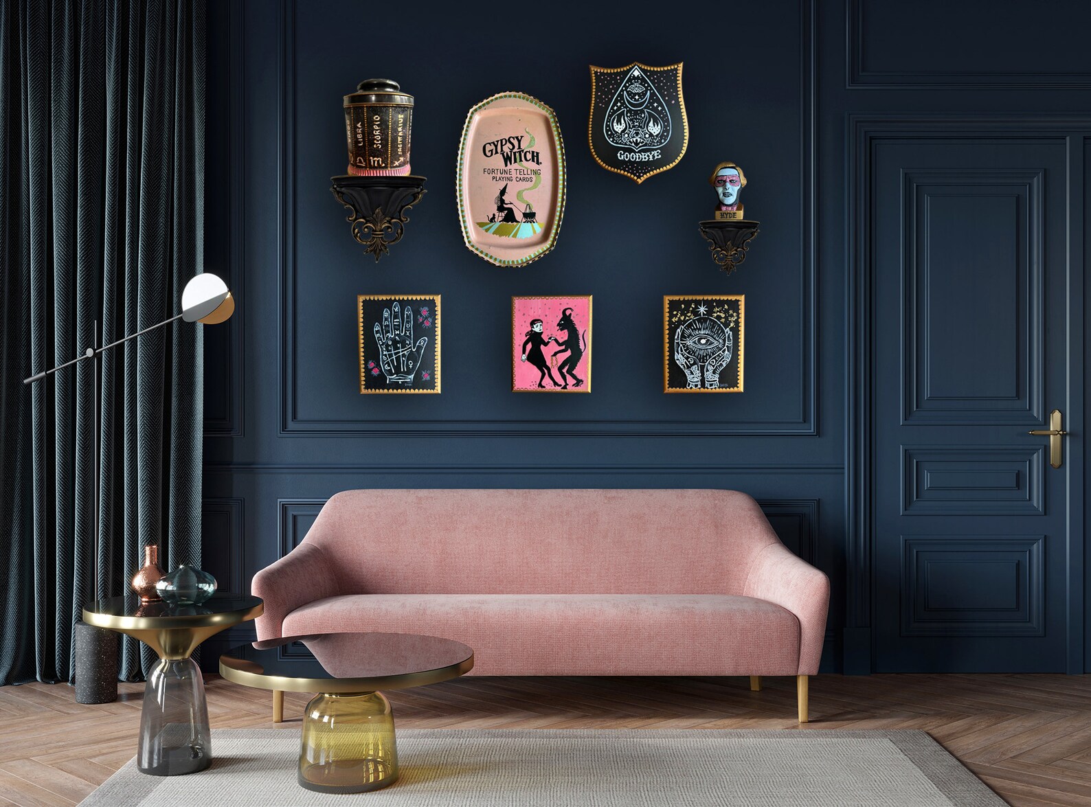 Coven Collection Original Halloween Artwork on Vintage Metal - Etsy