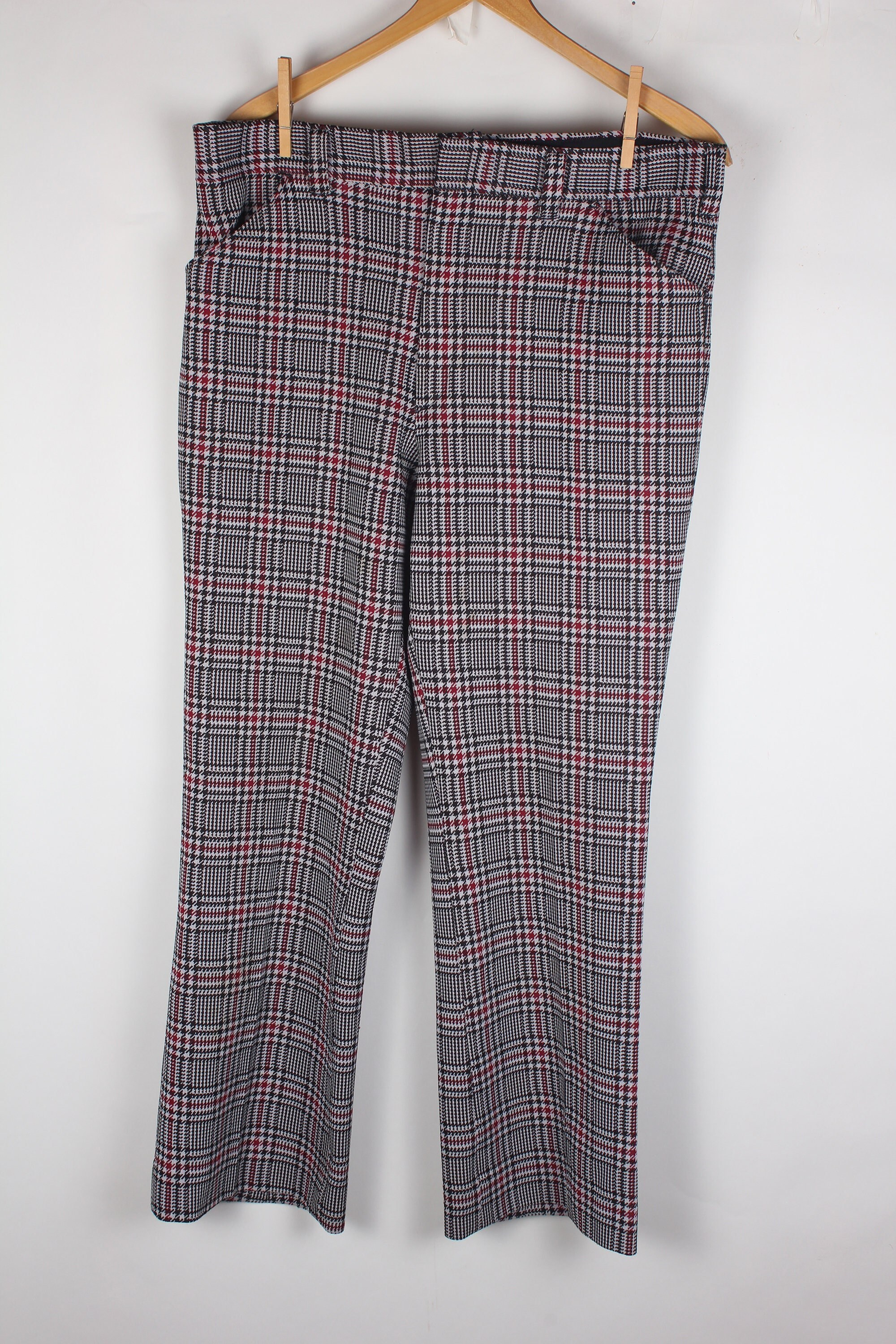 Vintage Mens 1970's Era Black Red Plaid Polyester Leisure - Etsy