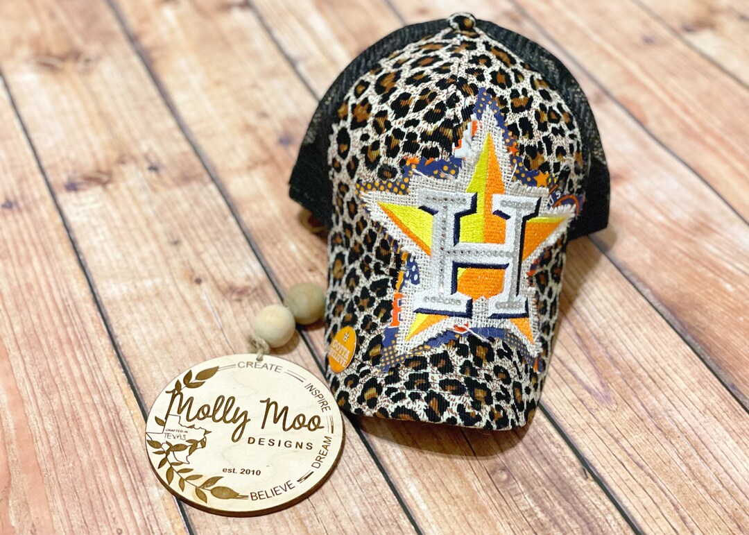 Astros Destructed ‘cheetah’ Embroidered Baseball Hat - Etsy