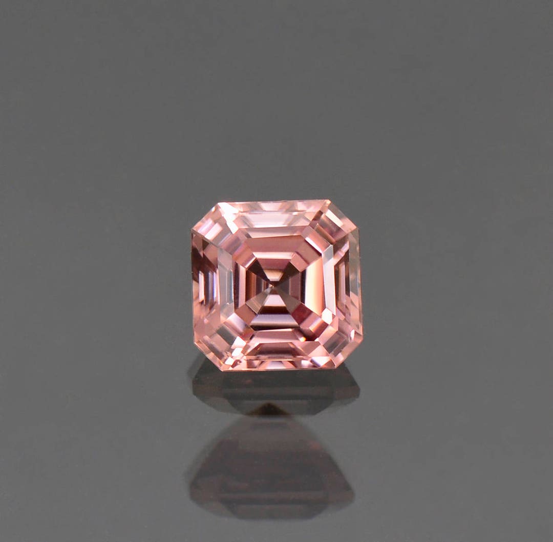 Excellent Pink Champagne Zircon Asscher Cut Gemstone, 6.6 Mm., 2.31 Cts ...