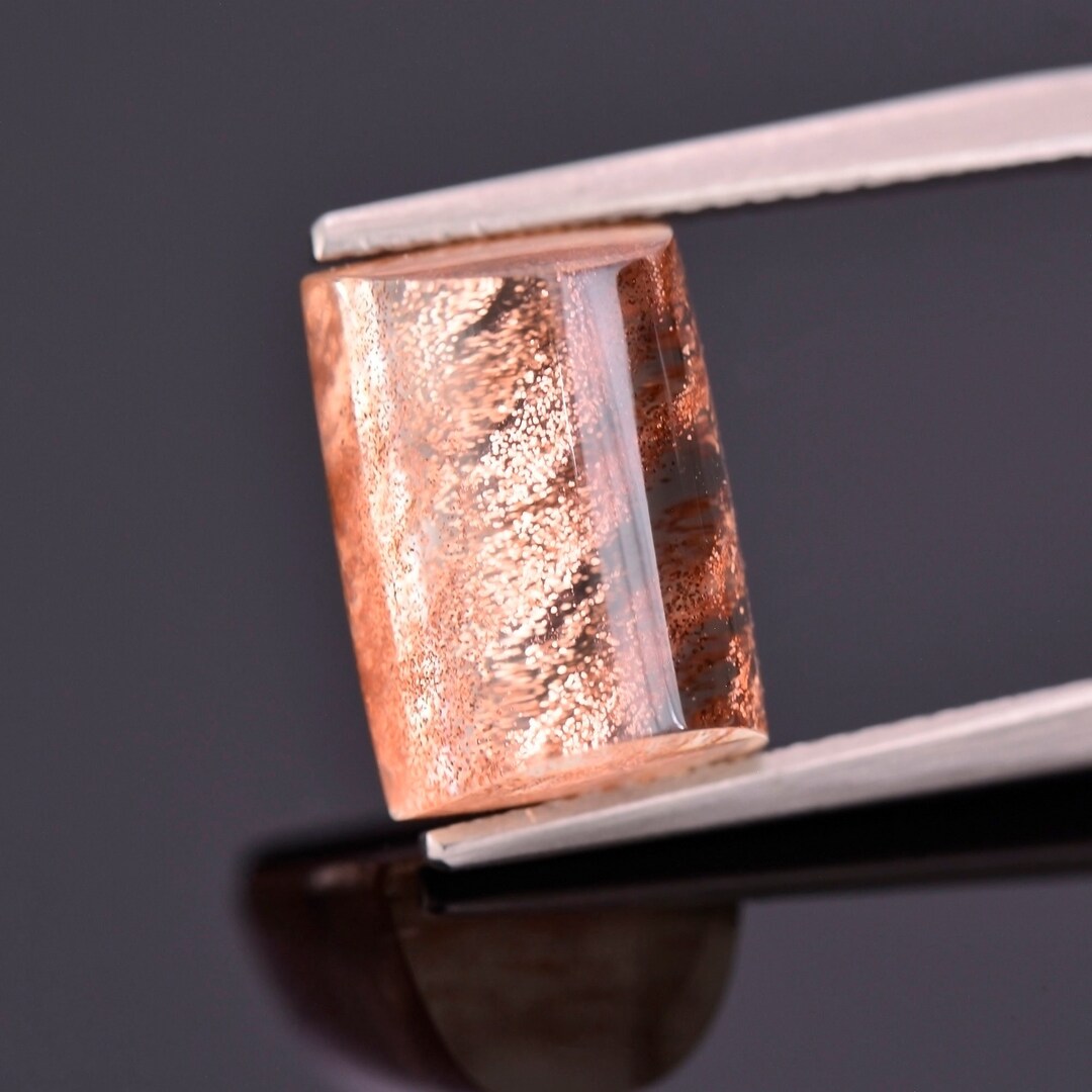 Gorgeous Copper Shiller Sunstone Gemstone, 6.87 Cts., 12x8 Mm., Barrel ...