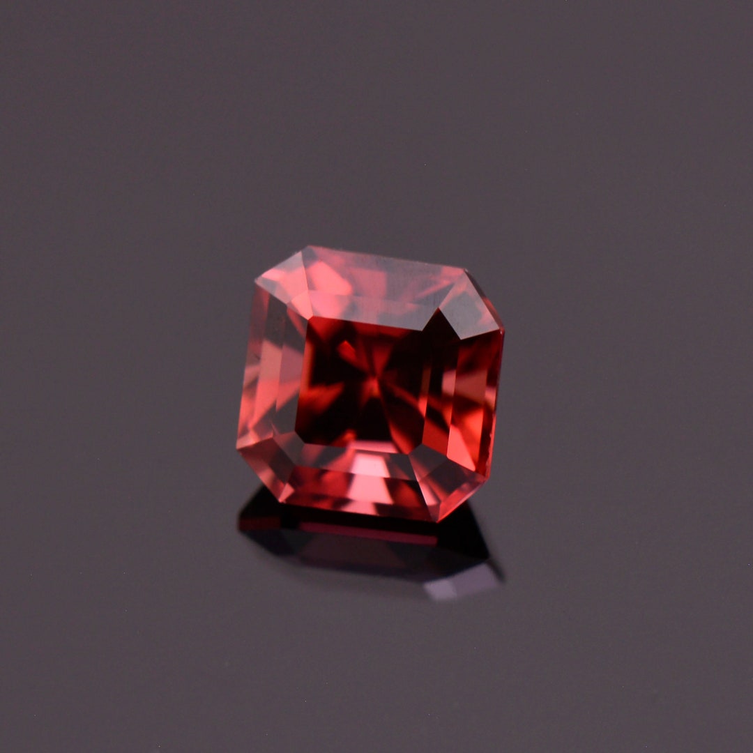 Stunning Red Zircon Gemstone From Tanzania, 2.17 Cts., 6.5 Mm., Asscher ...
