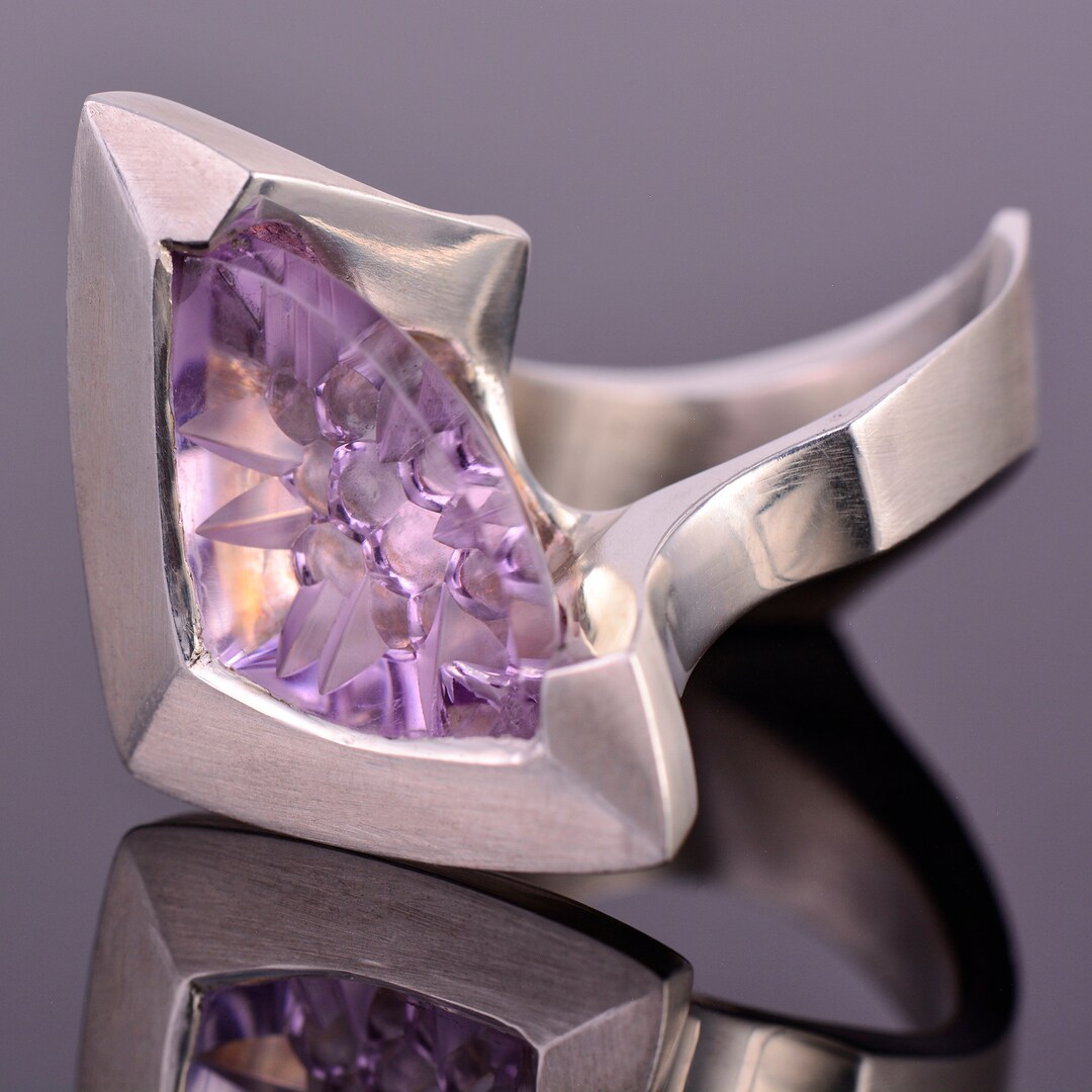Outstanding Amethyst Fantasy Ring Handmade Sterling Silver - Etsy