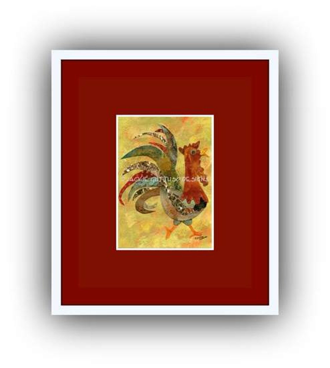 Rooster Collage Art Print 5 X 7 Giclee Whimsical - Etsy