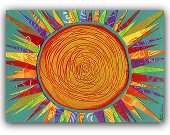 Sun Collage Art Print Giclee 5 X 7 Uplifting Gift Sun | Etsy