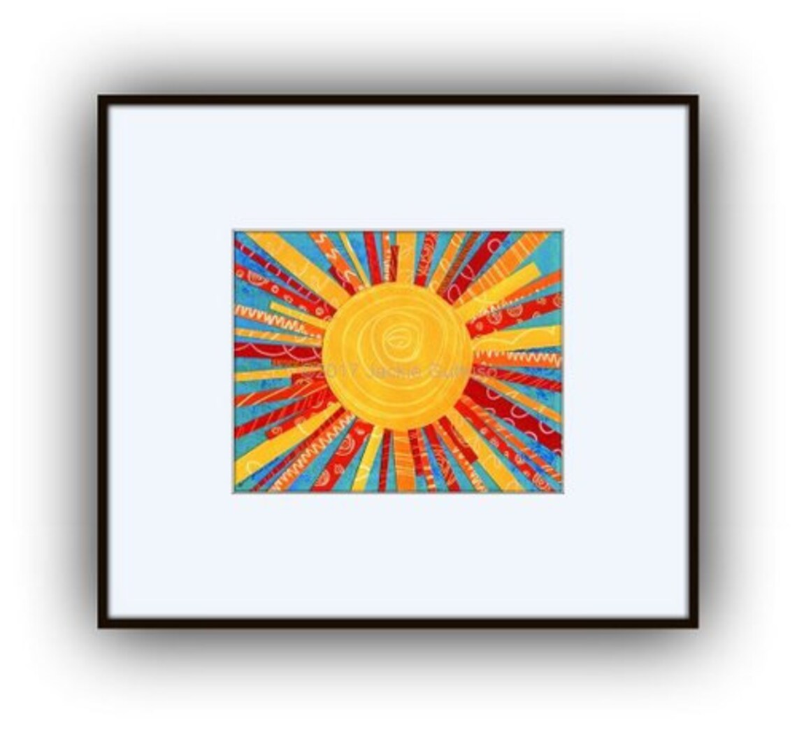 Sun Art Print, Giclee 8 X 10" Collage Wall Art, Bright Colored Acrylic ...