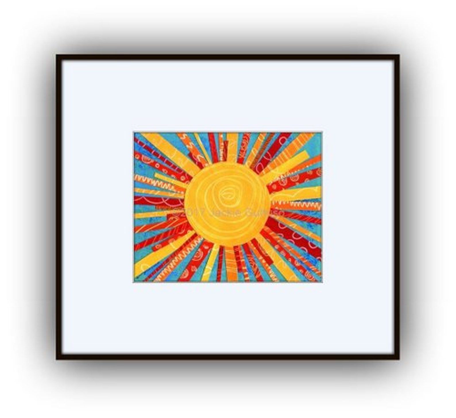Sun Art Print, Giclee 8 X 10 Collage Wall Art, Bright Colored Acrylic ...