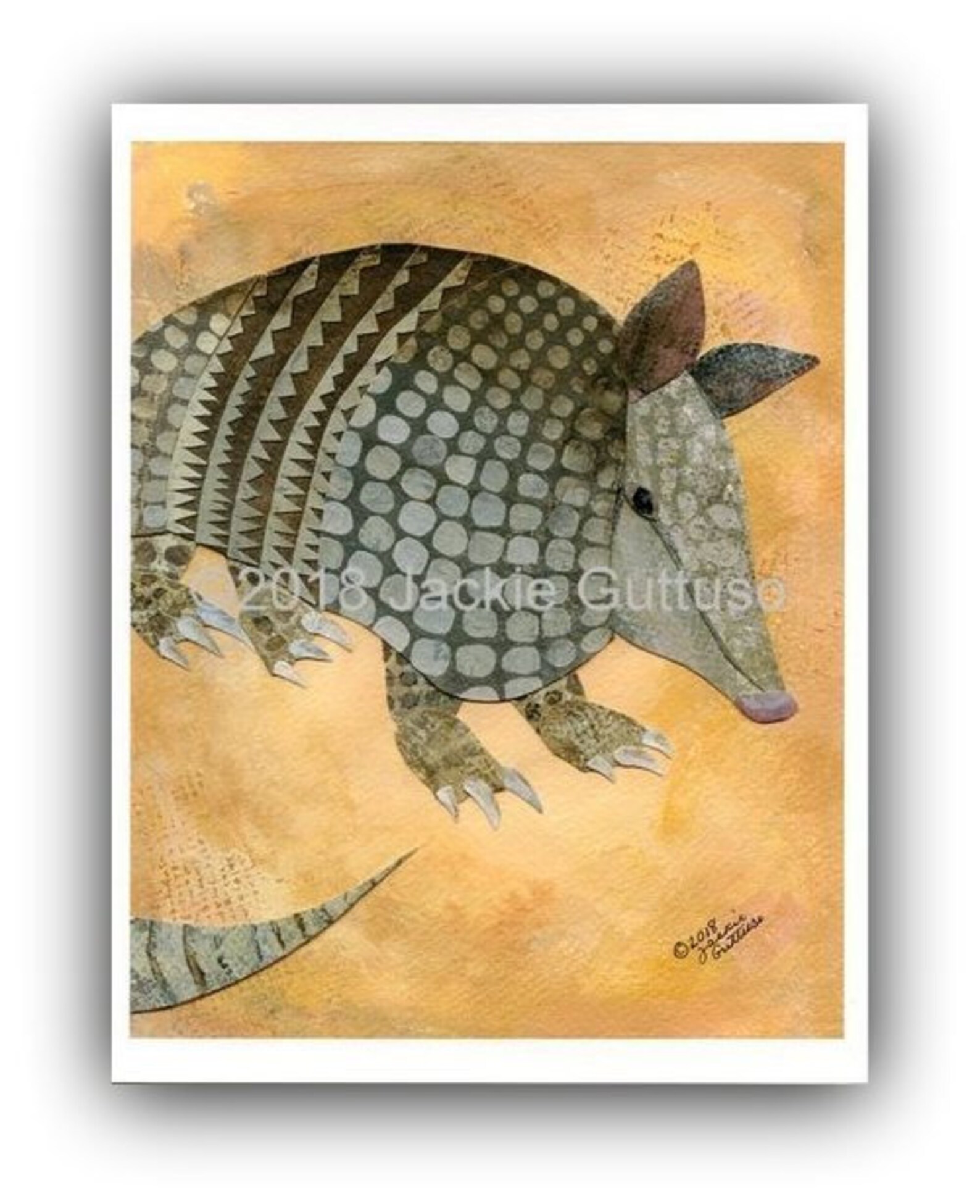 Armadillo Wall Art Print, Giclee 8 X 10", Collage, Acrylic Painting ...
