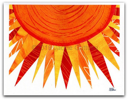 Sun Art Print, 8 X 10" Giclee, Collage Art, Acrylic Sun Painting Print ...