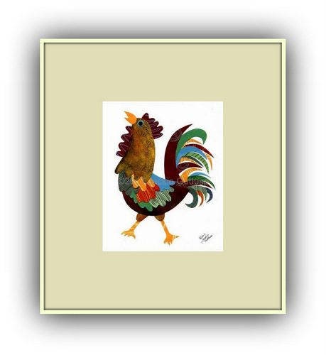Rooster Art Print 8 X 10 Giclee Rooster Collage Art - Etsy