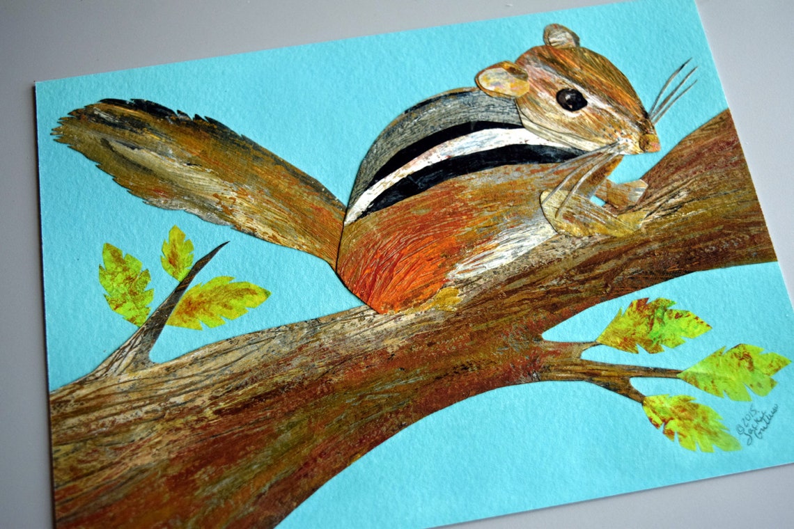 Acrylic Chipmunk Painting Print 5 X 7 Giclee Print - Etsy