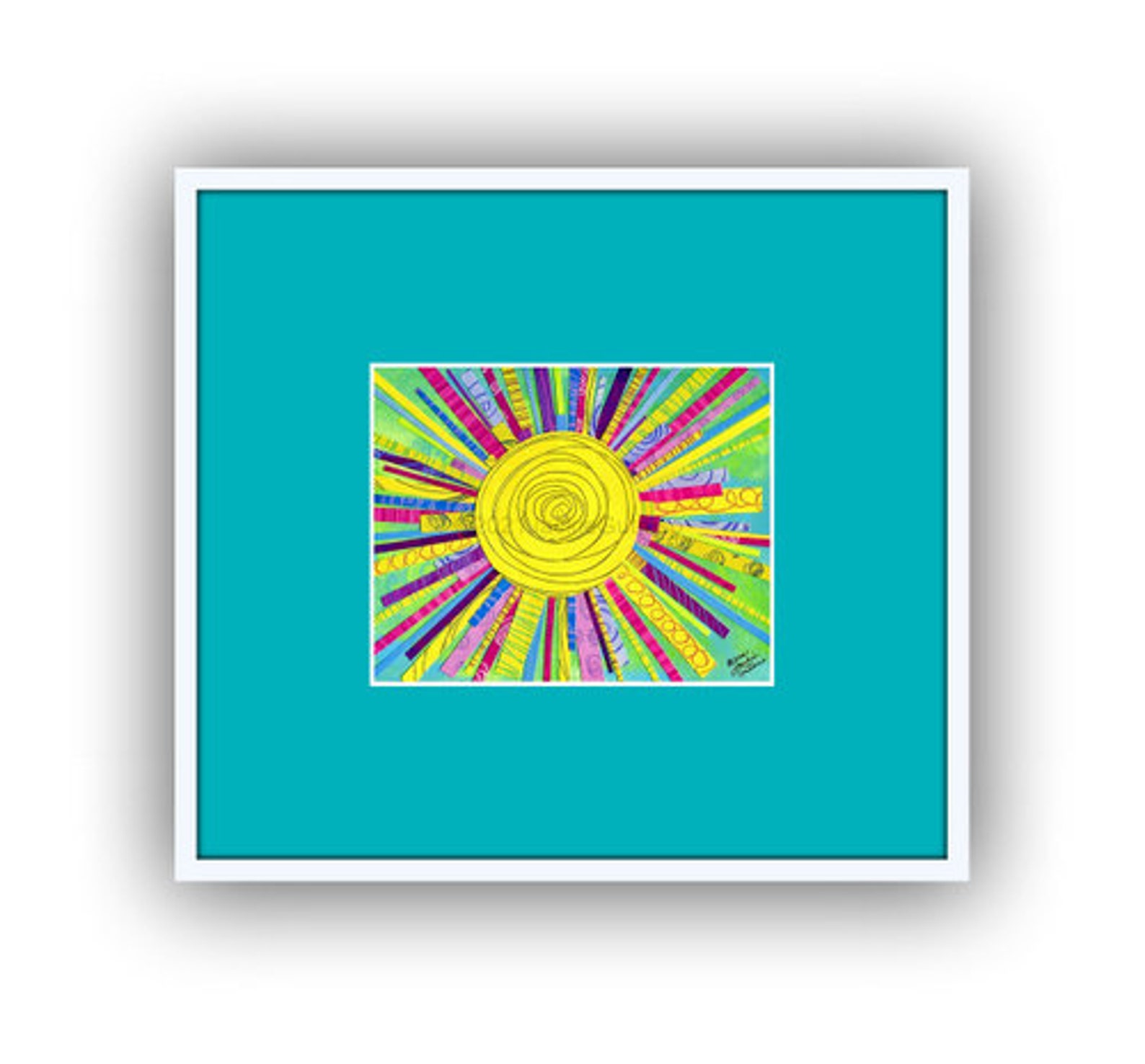 Sun Print, 8 X 10" Collage, Wall Art, Whimsical Painting - Etsy
