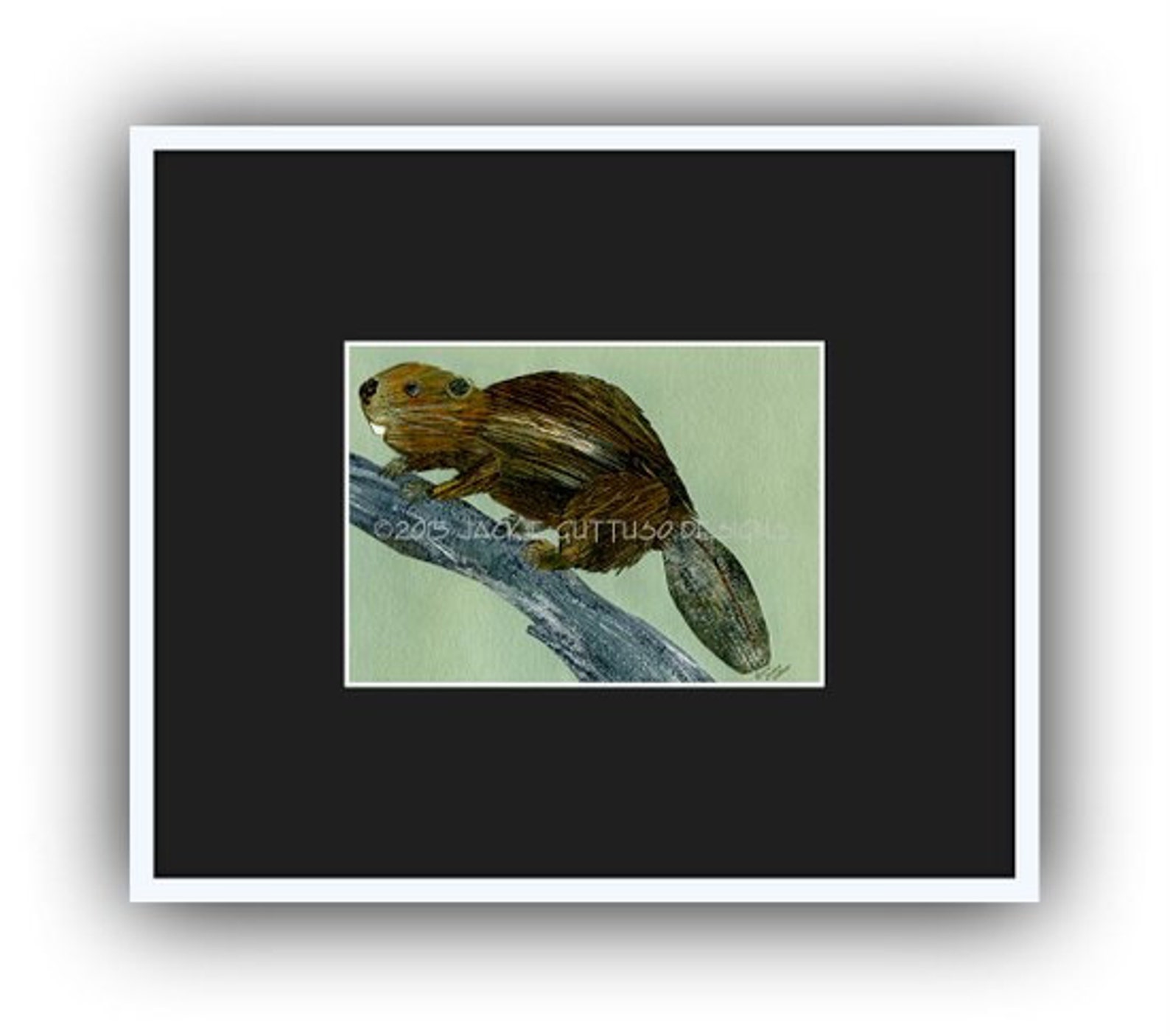Beaver Art Collage Print, 5 X 7 Giclee, Acrylic Painting Print ...