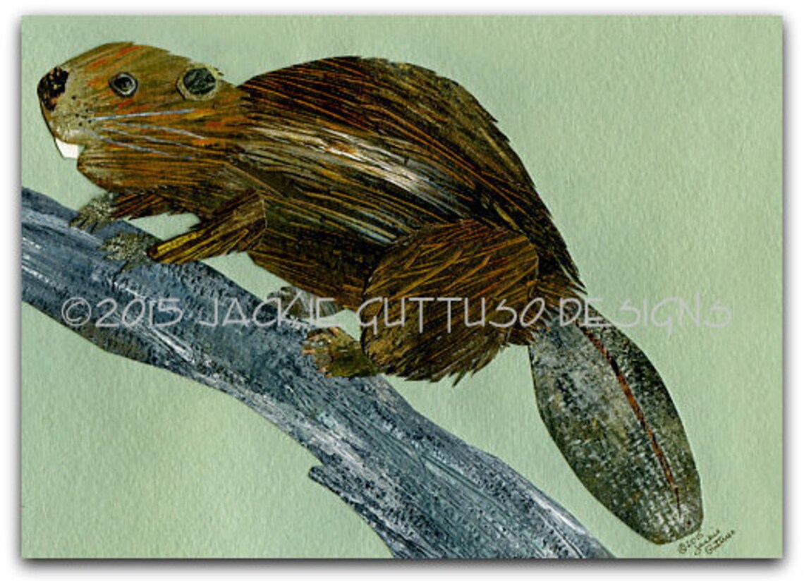 Beaver Art Collage Print 5 X 7 Giclee Acrylic Painting - Etsy