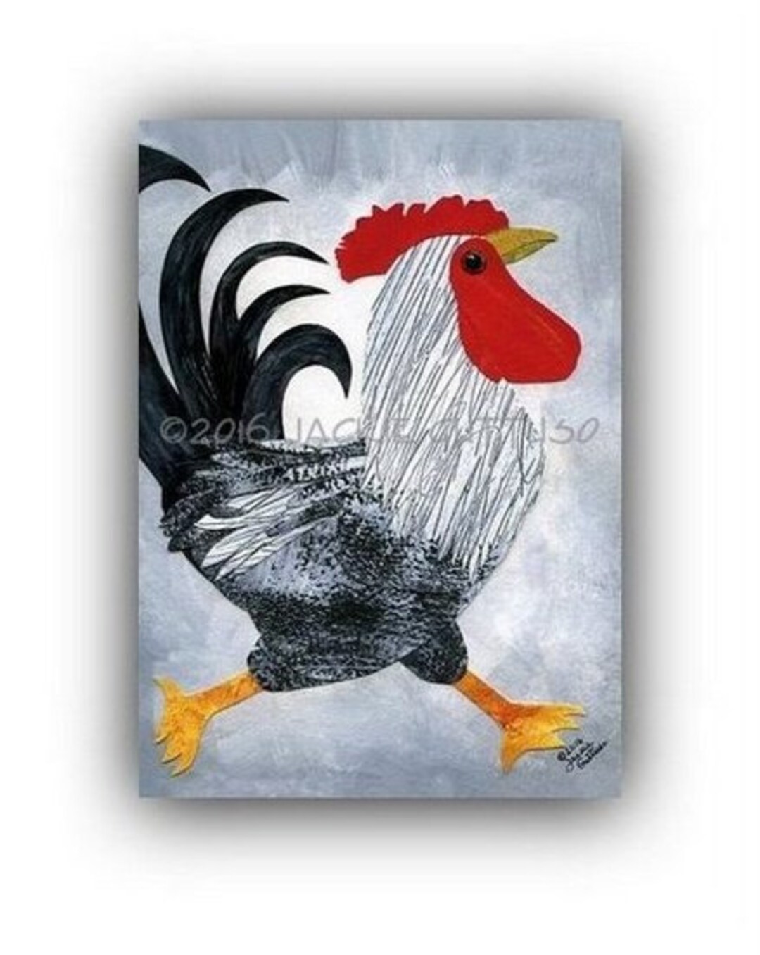 Rooster Painting Print, 5 X 7 Acrylic, Giclee, Farm Animal Nursery ...