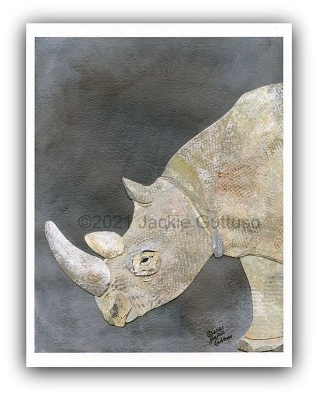 Rhinoceros Art Print, 8 X 10" Giclee, Jungle Nursery Art, Animal ...