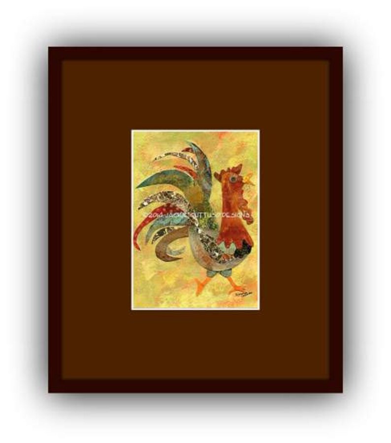 Rooster Collage Art Print 5 X 7 Giclee Whimsical - Etsy