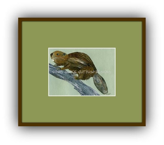Beaver Art Collage Print, 5 X 7 Giclee, Acrylic Painting Print ...