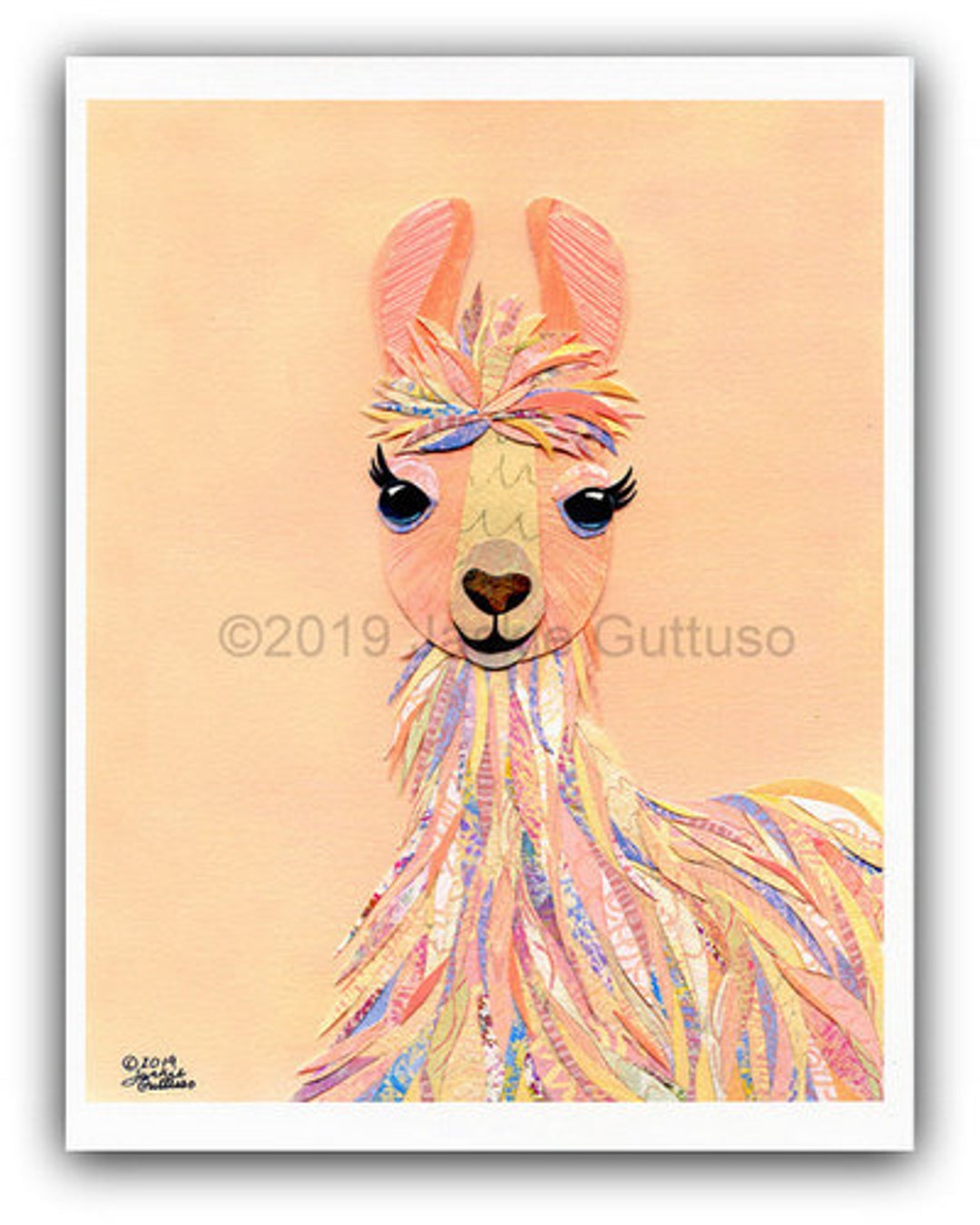 Llama Art Print, 8 X 10" Giclee, Acrylic Llama Painting Print, Animal ...