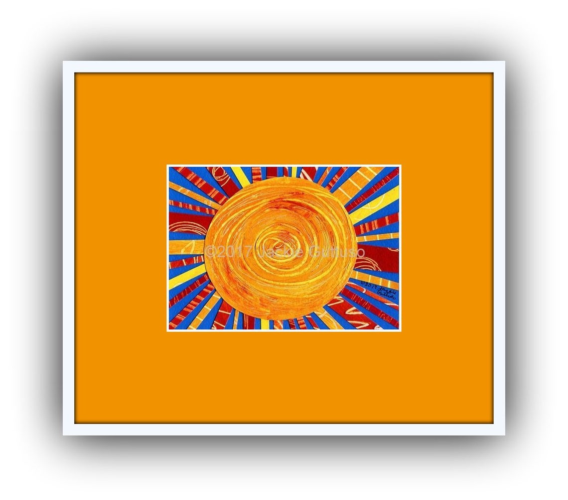 Sun Art Print, Giclee 5 X 7", Colorful Sun Decor, Gift, Sun Collage Art ...