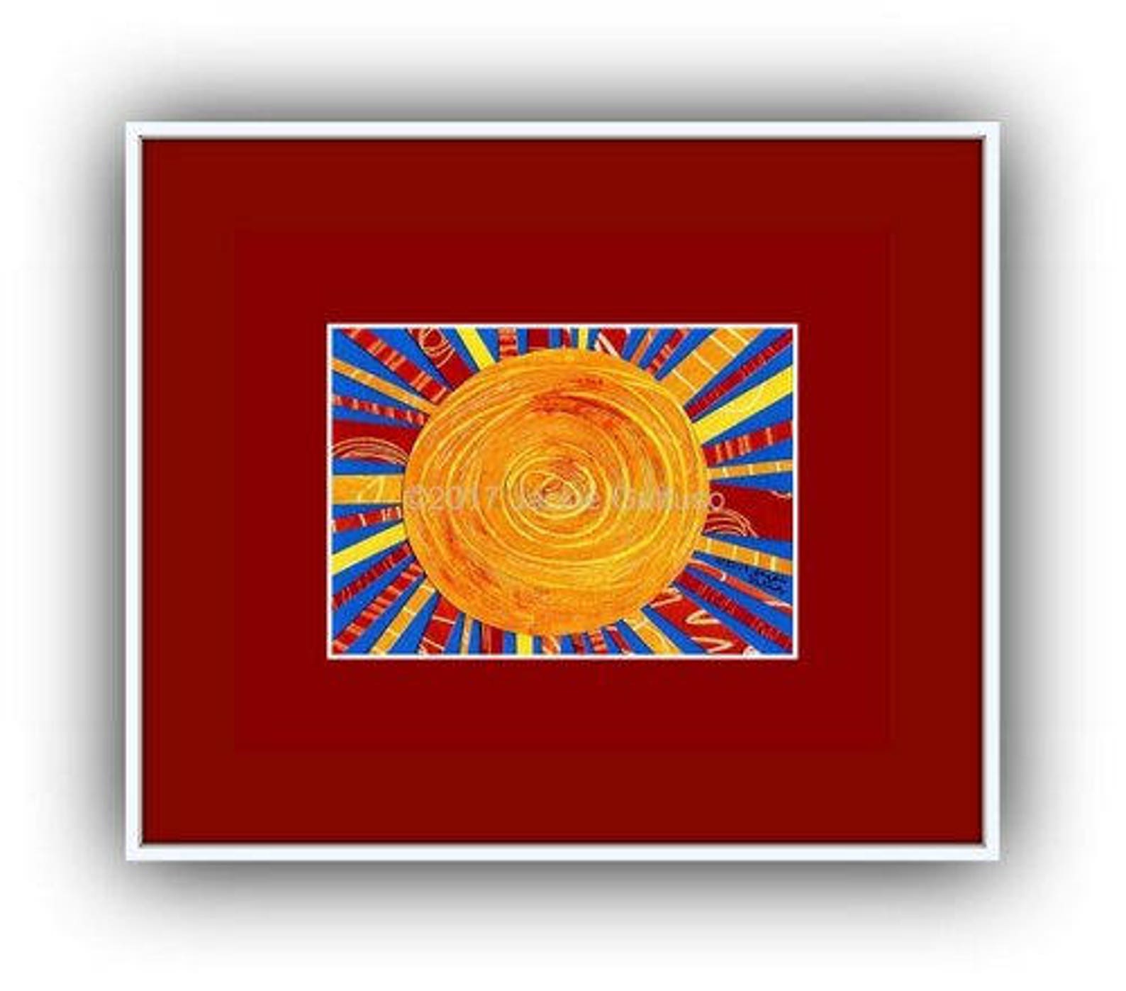 Sun Art Print, Giclee 5 X 7", Colorful Sun Decor, Gift, Sun Collage Art ...