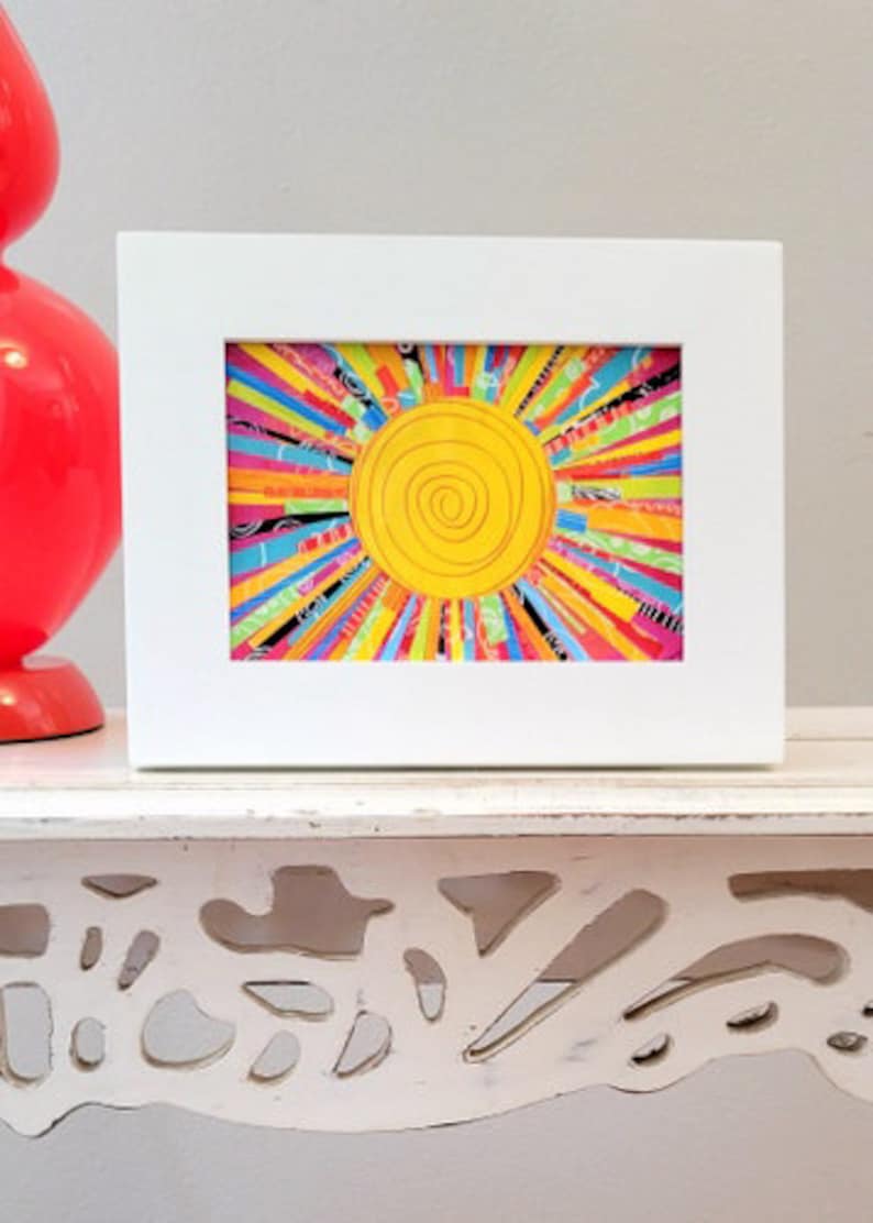 Colorful Sun Art Print, 5 X 7 Giclee, Whimsical Sun Decor, Acrylic Sun ...