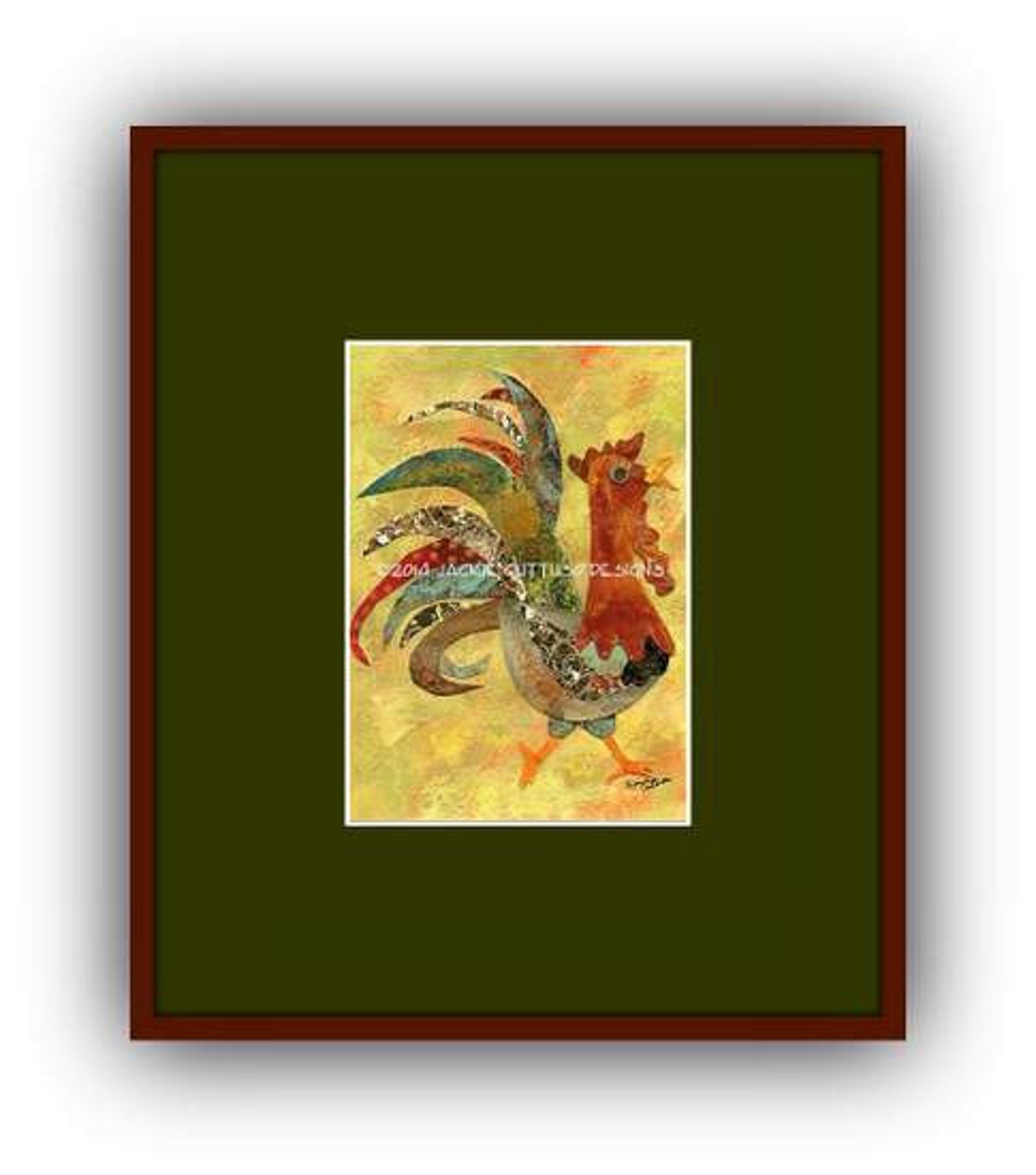 Rooster Collage Art Print 5 X 7 Giclee Whimsical - Etsy