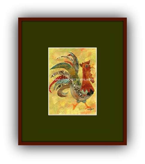 Rooster Collage Art Print 5 X 7 Giclee Whimsical - Etsy