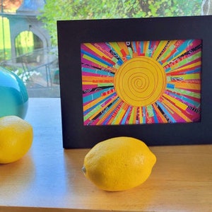 Colorful Sun Art Print, 5 X 7" Giclee, Whimsical Sun Decor, Acrylic Sun ...