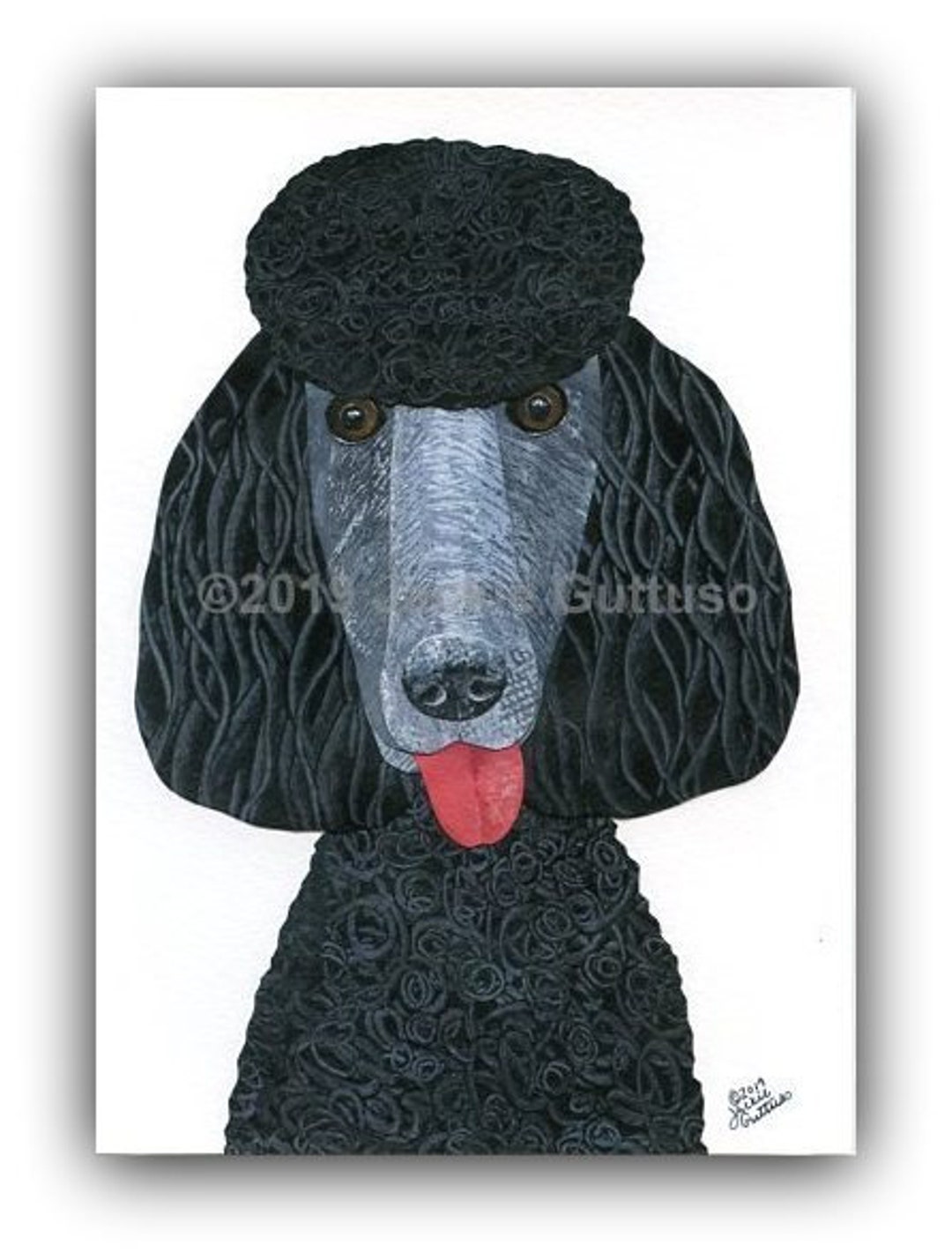 Black Poodle Art Print 5 X 7", Giclee, Dog Collage Art, Poodle Lover ...