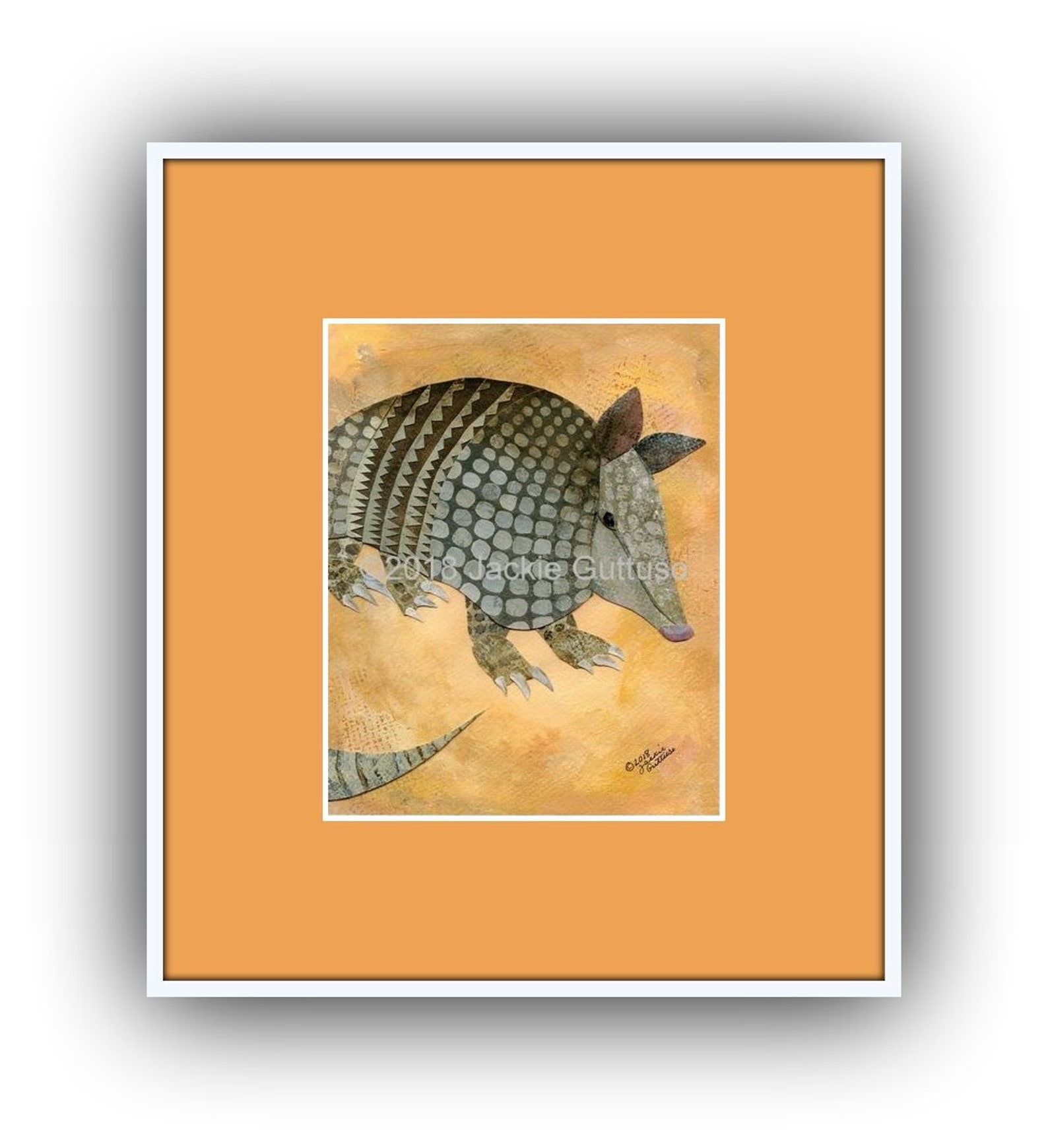 Armadillo Wall Art Print, Giclee 8 X 10", Collage, Acrylic Painting ...