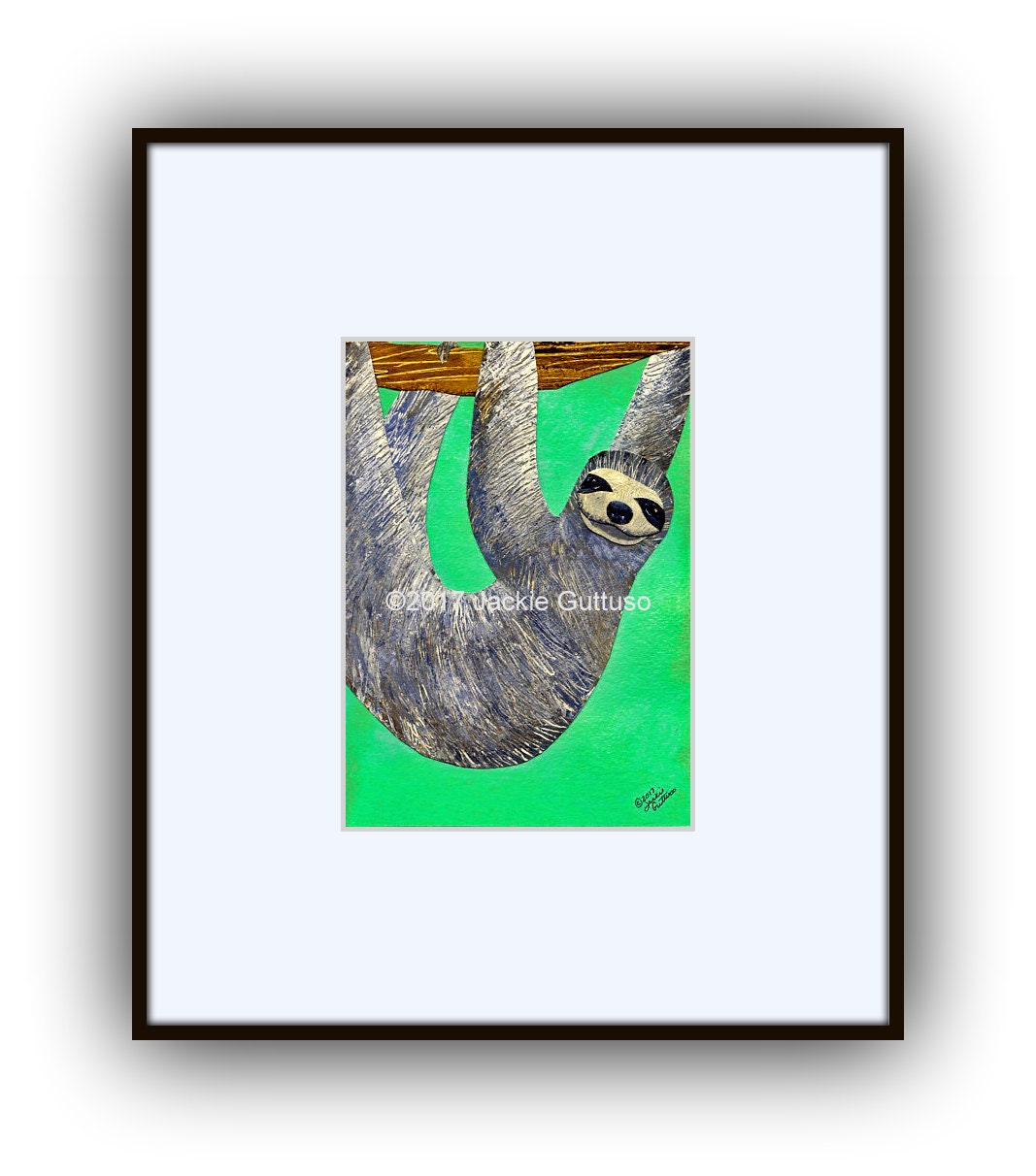 5 x 7 3 toed Sloth art print Giclee Collage Acrylic - Etsy.de