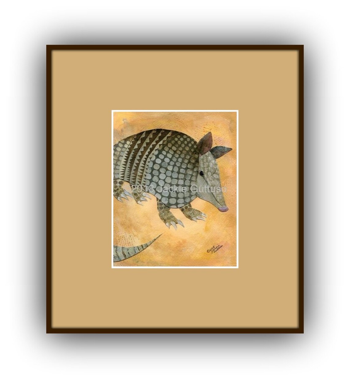 Armadillo Wall Art Print, Giclee 8 X 10", Collage, Acrylic Painting ...