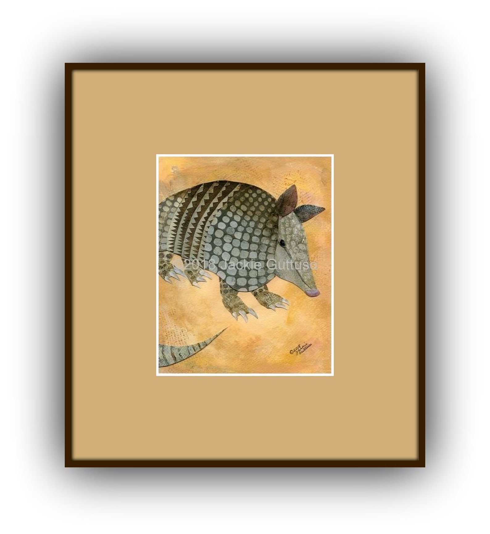 Armadillo Wall Art Print, Giclee 8 X 10", Collage, Acrylic Painting ...