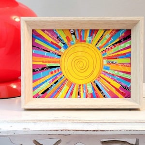 Colorful Sun Art Print, 5 X 7" Giclee, Whimsical Sun Decor, Acrylic Sun ...