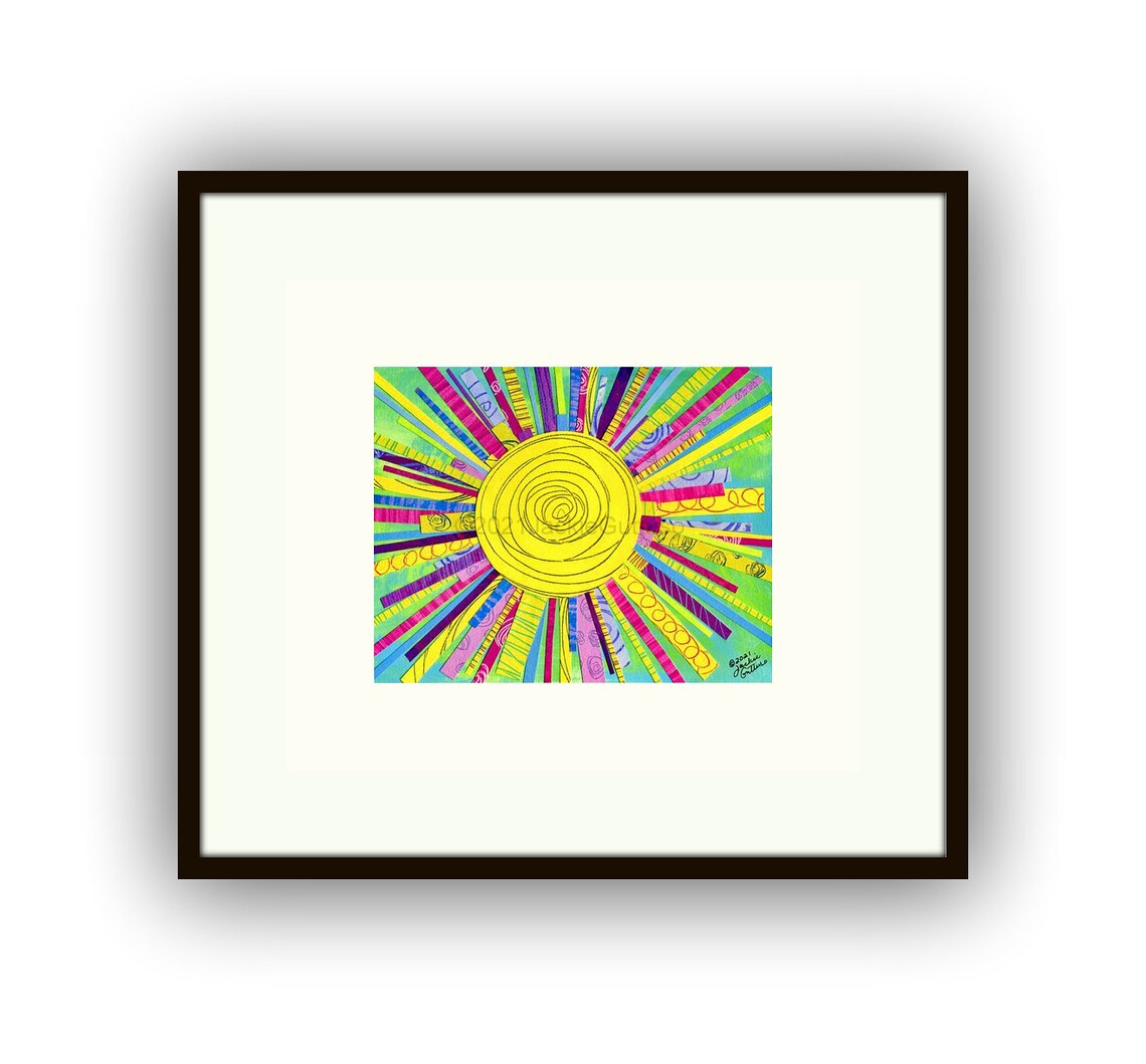 Sun Print, 8 X 10" Collage, Wall Art, Whimsical Painting - Etsy