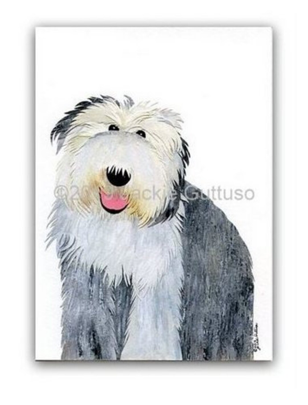Sheepdog Art Print, 5 X 7", Giclee, Old English Sheepdog, Dog Painting ...