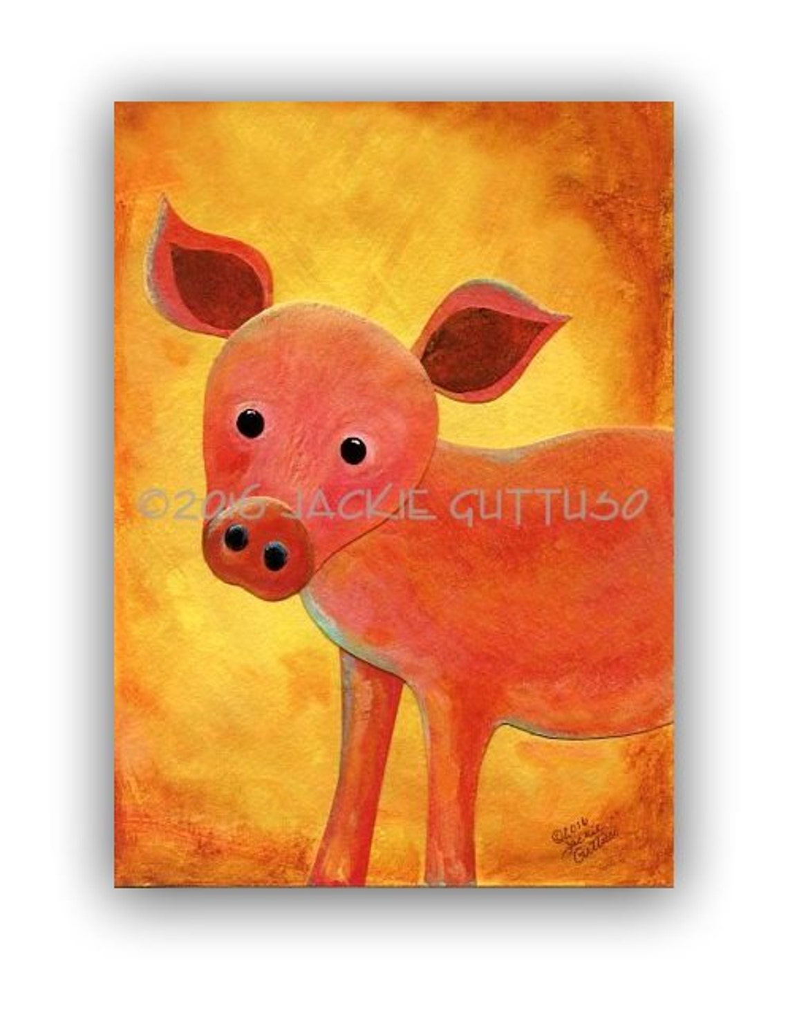 Pig Painting Print, 5 X 7 Acrylic, Giclee, Pig Collage Art, Farm Animal ...
