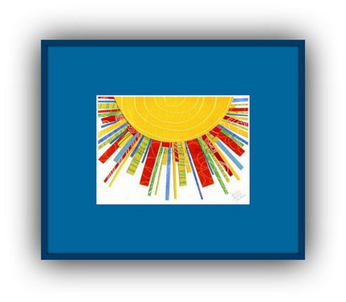 Sun Collage Print 5 X 7, Giclee, Colorful Sun Art, Acrylic Sun Painting ...