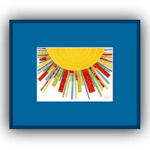 Sun Collage Print 5 X 7, Giclee, Colorful Sun Art, Acrylic Sun Painting ...