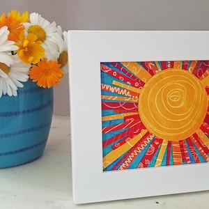 Sun Collage Art Print, Giclee 5 X 7", Uplifting Gift, Sun Wall Art ...