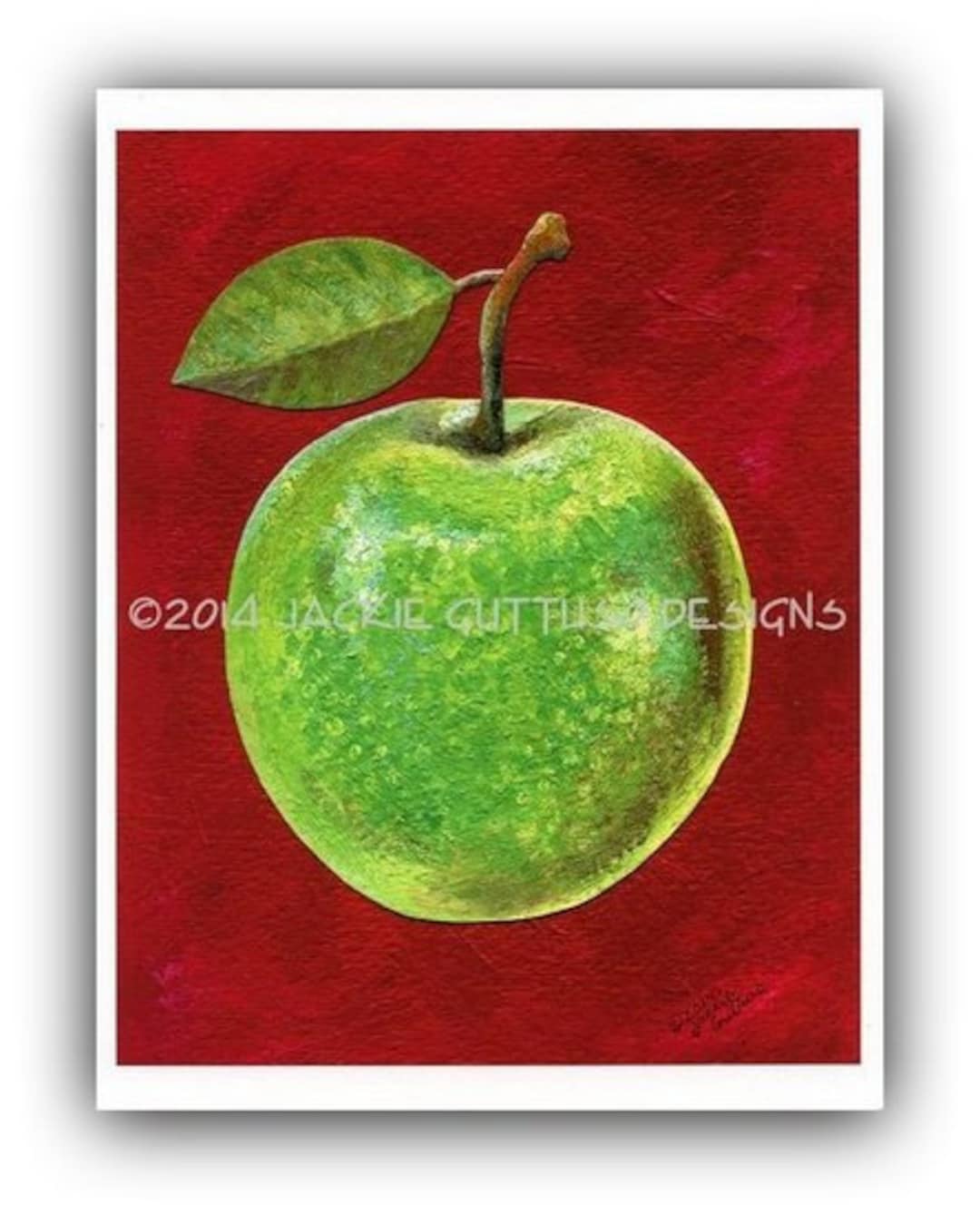 Acrylic Green Apple Painting Print, 8 X 10" Giclee, Granny Smith Apple ...