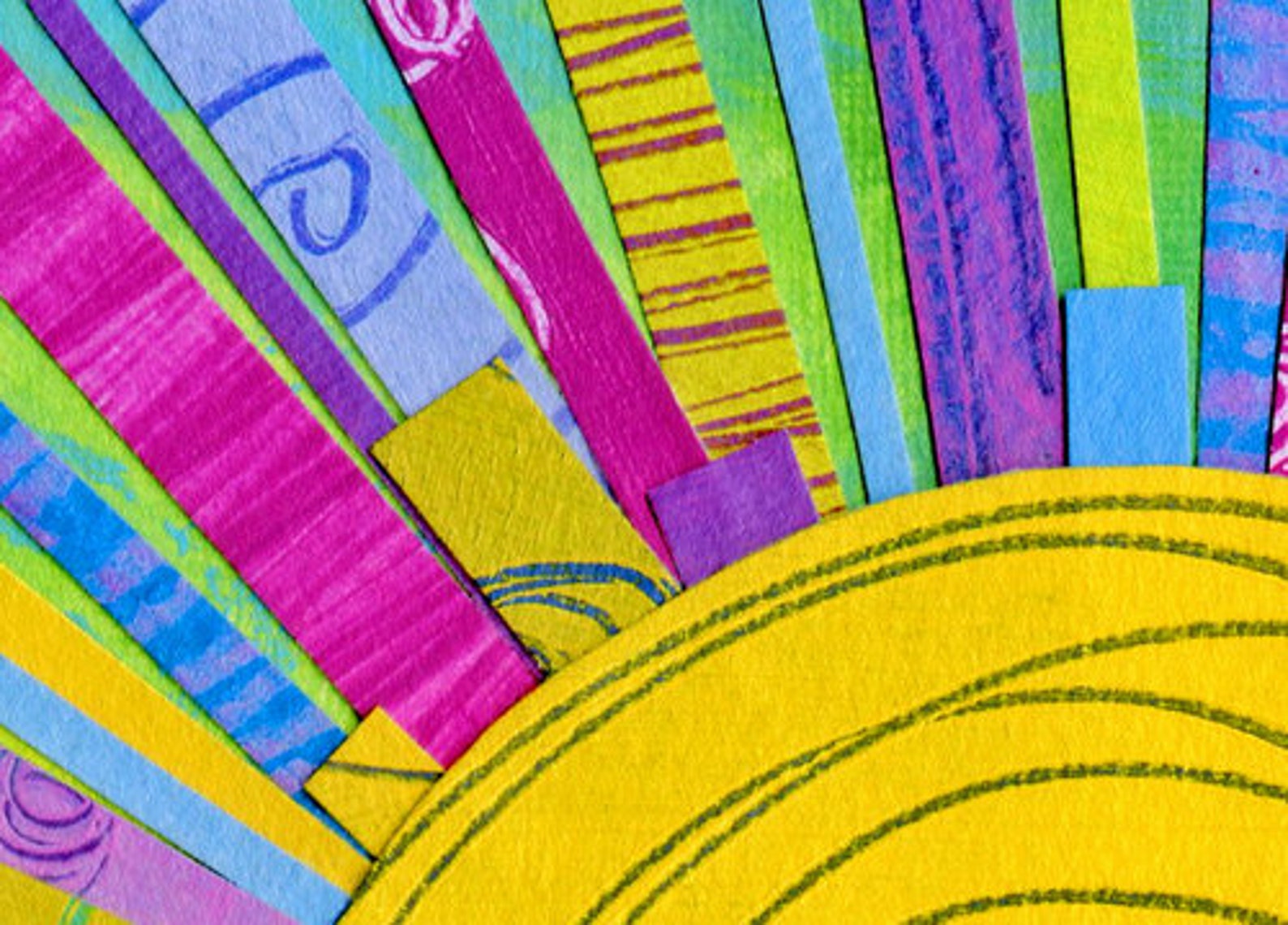 Colorful Sun Art, 8 X 10 Giclee Print, Sun Collage, Wall Art, Whimsical ...