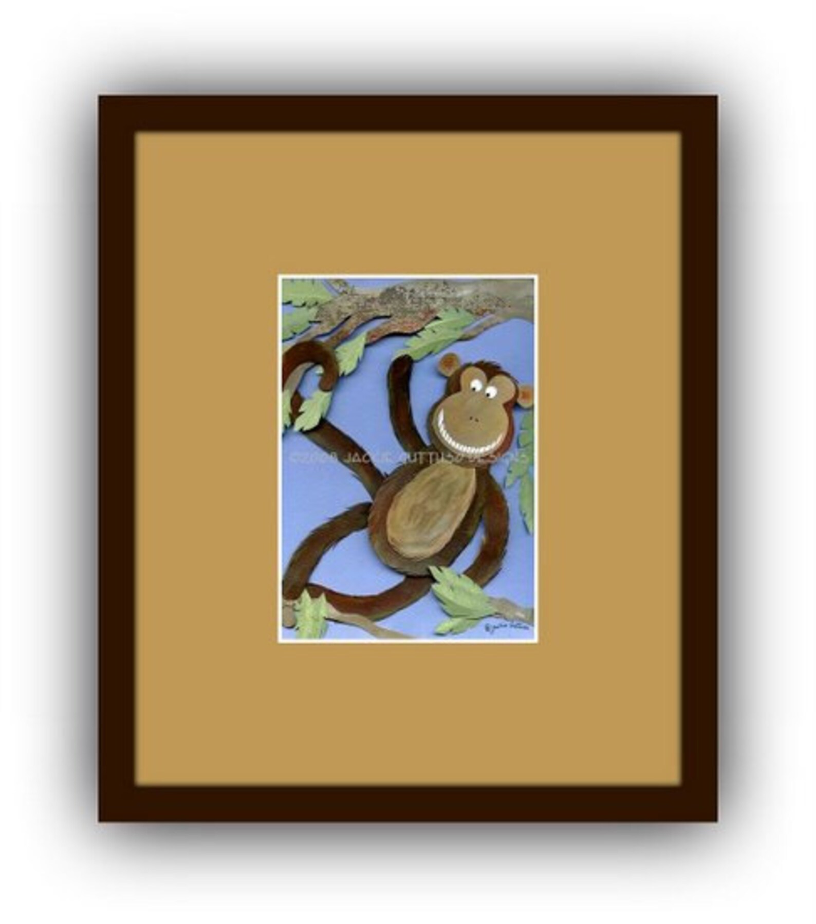 5 X 7" Brown Monkey Painting Print, Giclee, Acrylic Jungle Nursery Wall ...